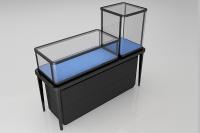 China Custom Modular Jewelry Island Counter, Combined Glass Display Case, Metal Frame, Velvet Liner For Jewelry Boutique for sale