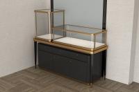 China Custom Modular Jewelry Island Counter, Combined Glass Display Case, Metal Frame, Velvet Liner For Jewelry Boutique for sale