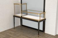 China Custom Modular Jewelry Island Counter, Combined Glass Display Case, Metal Frame, Velvet Liner For Jewelry Boutique for sale