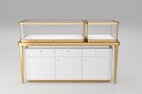 China Custom Modern Jewelry Display Furniture, Combined Glass Showcase, Metal Frame, Velvet Liner For Jewelry Boutique for sale