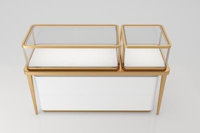 China Custom Modern Jewelry Display Furniture, Combined Glass Showcase, Metal Frame, Velvet Liner For Jewelry Boutique for sale