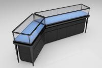 China Modular Combined L-Shaped Corner Jewelry Display Cabinet with Velvet Liner Glass Showcase for sale