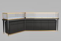 China Modular Combined L-Shaped Corner Jewelry Display Cabinet with Velvet Liner Glass Showcase for sale