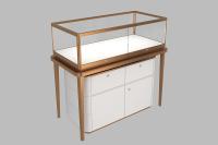 China Modern Jewelry Island Display Counter with Built-in LED Light Lockable Storage and Tempered Glass Showcase for sale