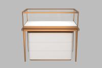 China Modern Jewelry Island Display Counter with Built-in LED Light Lockable Storage and Tempered Glass Showcase for sale