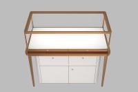 China Modern Jewelry Island Display Counter with Built-in LED Light Lockable Storage and Tempered Glass Showcase for sale