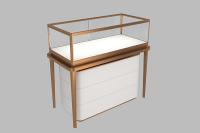 China Modern Jewelry Island Display Counter with Built-in LED Light Lockable Storage and Tempered Glass Showcase for sale