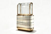 China Arched Glass Onyx Texture Lockable Jewelry Display Counter for Luxury Boutiques for sale