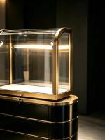 China Arched Glass Onyx Texture Lockable Jewelry Display Counter for Luxury Boutiques for sale