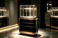 China Arched Glass Onyx Texture Lockable Jewelry Display Counter for Luxury Boutiques for sale