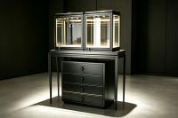 China Dual-Unit Lockable LED Illuminated Jewelry Display Cabinet with Drawer Storage Base for sale