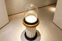 China Dome Glass Rotating Jewelry Pedestal Showcase with 360° Rotating Display and Ambient LED Lighting for sale
