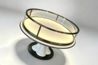 China Round Pedestal Jewelry Display Table with 360-Degree Viewing, Bronze-Tone Metal Frame, and Built-In LED Lighting for sale