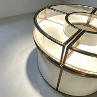 China Luxury Hollow-Center Round Jewelry Island Showcase with Multi-Compartment Glass Display Cabinet and LED Illumination for sale