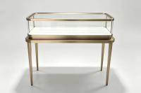 China Brushed Champagne-Gold Jewelry Display Table with Pull-Out Glass Drawer 1200*550*950mm for Luxury Boutique for sale
