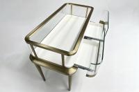 China Brushed Champagne-Gold Jewelry Display Table with Pull-Out Glass Drawer 1200*550*950mm for Luxury Boutique for sale