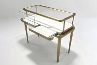 China Brushed Champagne-Gold Jewelry Display Table with Pull-Out Glass Drawer 1200*550*950mm for Luxury Boutique for sale
