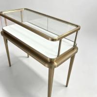China Brushed Champagne-Gold Jewelry Display Table with Pull-Out Glass Drawer 1200*550*950mm for Luxury Boutique for sale