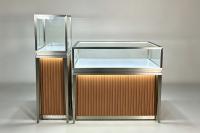 China Stainless Steel Jewelry Showcase Display with Built-in LED Lighting and Lockable Glass Cabinet for sale