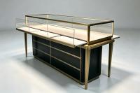 China Luxury Gold‑Framed Jewelry Counter With Side Pull‑Out Display Trays & Storage Drawers for sale