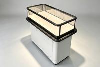 China Modern Rounded-Corner Jewelry Counter with Pull-Out Display Tray and Lockable Storage for sale