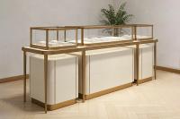 China Modular Design Jewelry Showcase Set with Brushed Gold Frame and Lockable Storage Drawers for sale