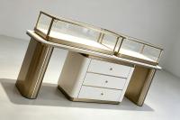 China Luxury Dual Glass Jewelry Showcase Counter with Champagne Gold Metal Frame and LED Illumination for sale