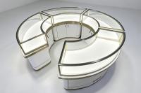 China Custom C-Shape Circular Jewelry Display Counter with Modular Combined Curved Tempered-Glass Showcase for sale