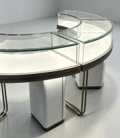 China C-Shaped Open-Center Jewelry Island Showcase with Bronze-Tone Anti-Fingerprint Frame and Recessed LED Lighting for sale