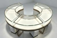 China C-Shaped Open-Center Jewelry Island Showcase with Bronze-Tone Anti-Fingerprint Frame and Recessed LED Lighting for sale