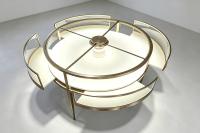 China Luxury Modular Multi-layer Jewelry Island Counter with Bent Tempered-Glass and Brushed Gold Anti-Fingerprint Frame for sale