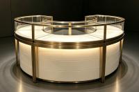 China Modular U-Shaped Jewelry Island Showcase with Brushed Champagne Gold Frame Display Counter for sale