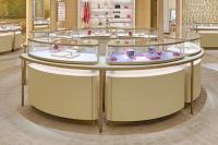 China Brushed Bronze Metal Frame Modular Jewelry Island Showcase with Built-in LED Lighting for sale