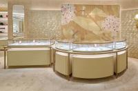 China Brushed Bronze Metal Frame Modular Jewelry Island Showcase with Built-in LED Lighting for sale