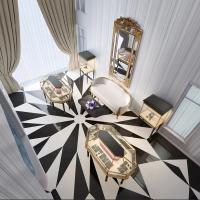 China Luxury Jewelry Showcase with Full-Store Customization in Light Luxury European Style and Hidden Built-in LED Lighting for sale