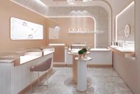 China Modern Pink-Gold Jewelry Boutique with Fluted Texture and Full-Store Custom Solution for sale