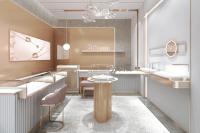China Modern Pink-Gold Jewelry Boutique with Fluted Texture and Full-Store Custom Solution for sale