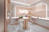 China Modern Pink-Gold Jewelry Boutique with Fluted Texture and Full-Store Custom Solution for sale