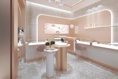 China Modern Pink-Gold Jewelry Boutique with Fluted Texture and Full-Store Custom Solution for sale