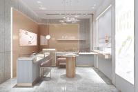 China Modern Pink-Gold Jewelry Boutique with Fluted Texture and Full-Store Custom Solution for sale