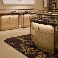 China Luxury Jewelry Showroom with Full-Store Customization, Curved Glass Island Showcase & Multi-Tier Wall Display for sale