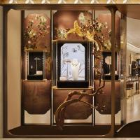 China Luxury Jewelry Showroom with Full-Store Customization, Curved Glass Island Showcase & Multi-Tier Wall Display for sale