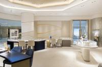 China Modern Light-Luxury Full-Store Custom Jewelry Showcase Display with Curved Glass Design for sale