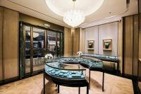 China Luxury-Classical Jewelry Boutique Full-Store Customization with Circular Curved Glass Island Showcase and Wall Recessed Jewellery Display Niche for sale
