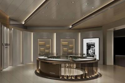 China Modern Minimalist Style Fine Jewelry Boutique with Full-Store Customization and Ultra-Clear Tempered Glass Displays for sale