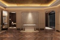China French Neo-Luxury Jewelry Showroom with Glass Showcase Brass Trim and Complete Turnkey Solution for sale