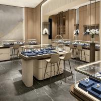 China Luxury Fine‑Jewelry Retail Fit‑Out, Modern New‑Chinese Boutique, Recessed Wall Display Niches, Ultra‑Clear Glass Showcase, Complete Store Fixture Solution for sale