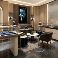 China Luxury Fine‑Jewelry Retail Fit‑Out, Modern New‑Chinese Boutique, Recessed Wall Display Niches, Ultra‑Clear Glass Showcase, Complete Store Fixture Solution for sale