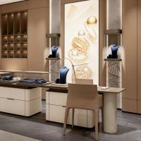 China Luxury Fine‑Jewelry Retail Fit‑Out, Modern New‑Chinese Boutique, Recessed Wall Display Niches, Ultra‑Clear Glass Showcase, Complete Store Fixture Solution for sale