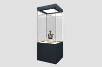 China Museum Pedestal Vitrine with Anti-Reflective UV-Filter Glass, Built-in Storage Base, and Multi-point LED Lighting for sale